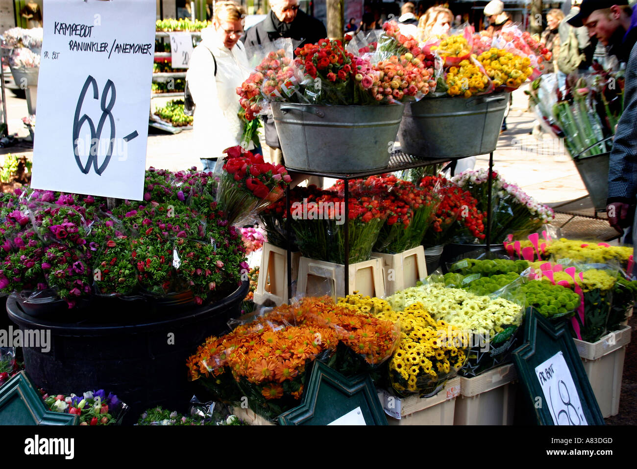 A flower stall in central Copenhagen Denmark Stock Photo - Alamy