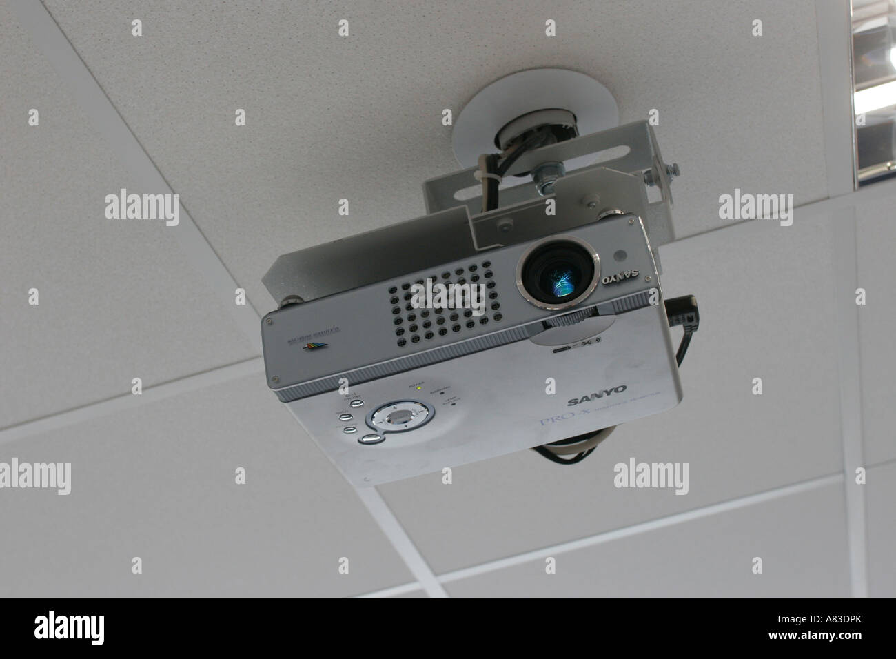Digital projector mounted on ceiling in sixth 6th form college Stock ...