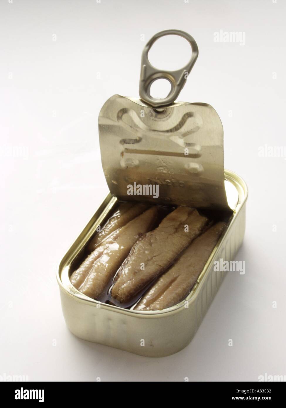 A Partially Opened Can of Sardines Stock Photo - Alamy