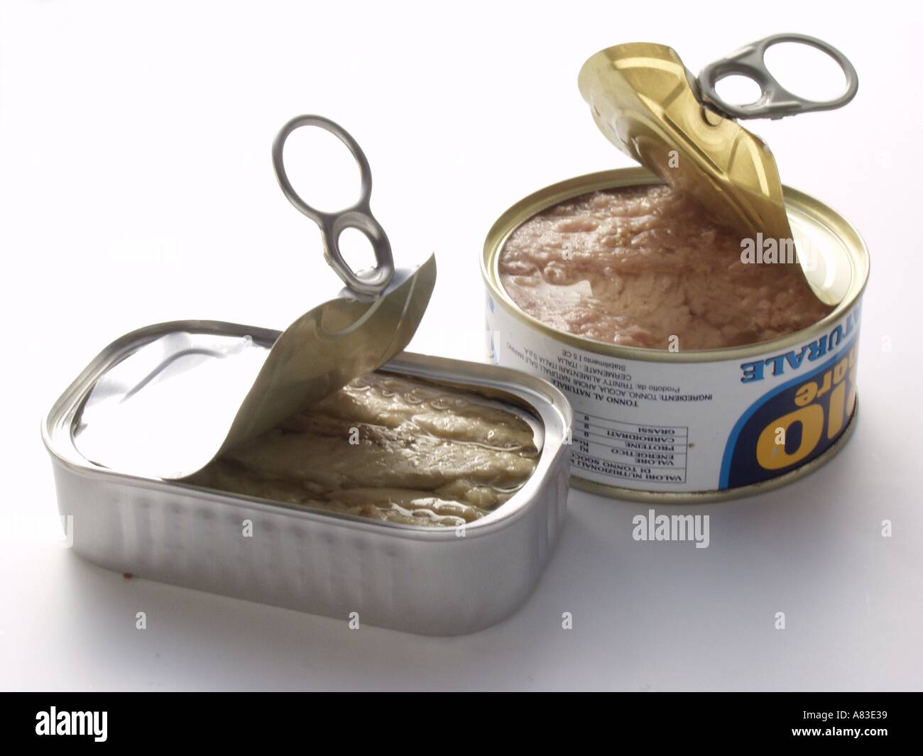 A Can of Tuna and a Can of Sardines Stock Photo - Alamy