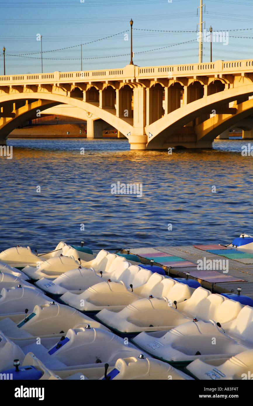 Boats for rent along Tempe Town Lake near Phoenix Tempe Arizona Stock ...