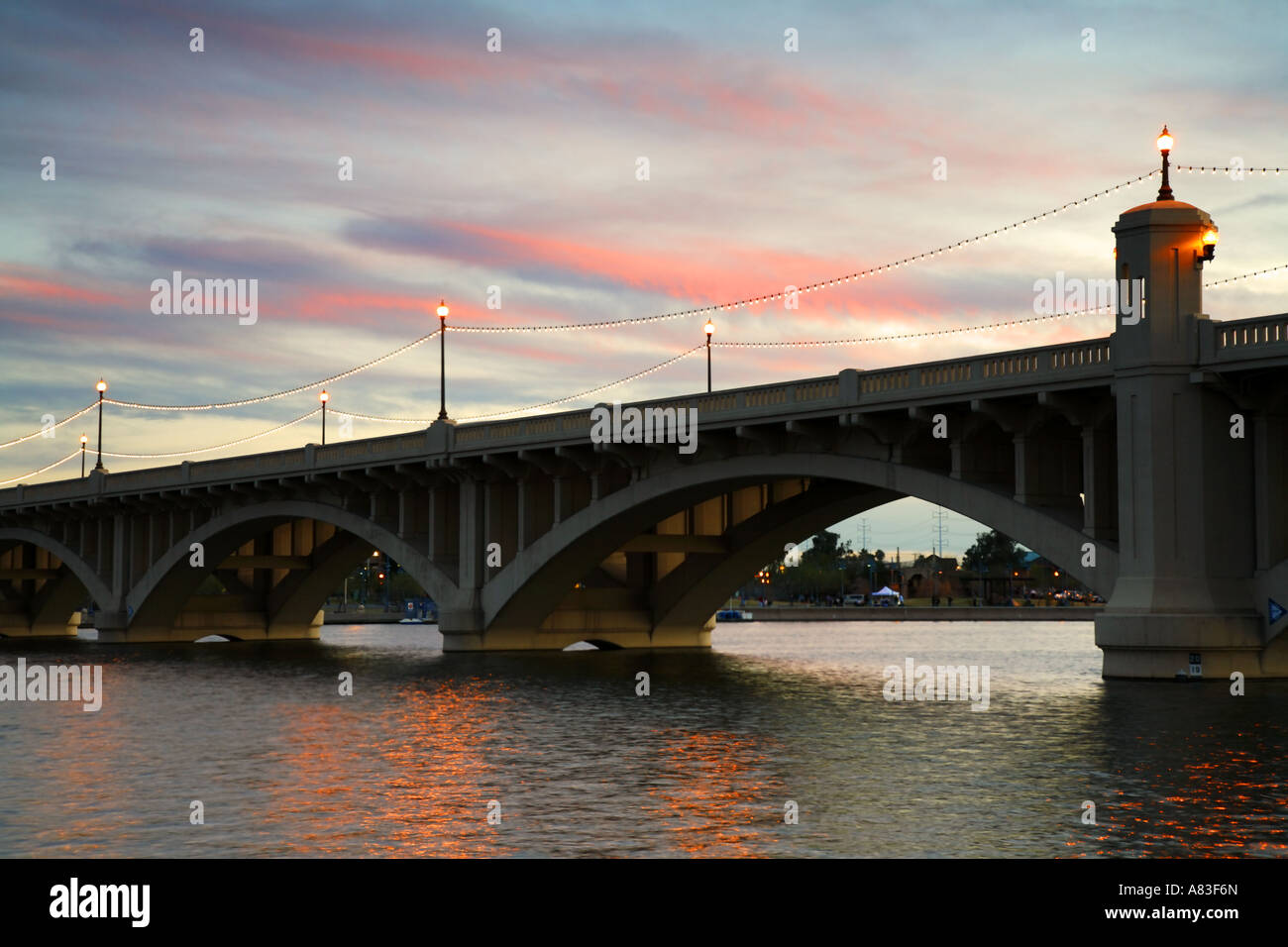 Bridges over Tempe Town Lake near Phoenix Tempe Arizona Stock Photo - Alamy