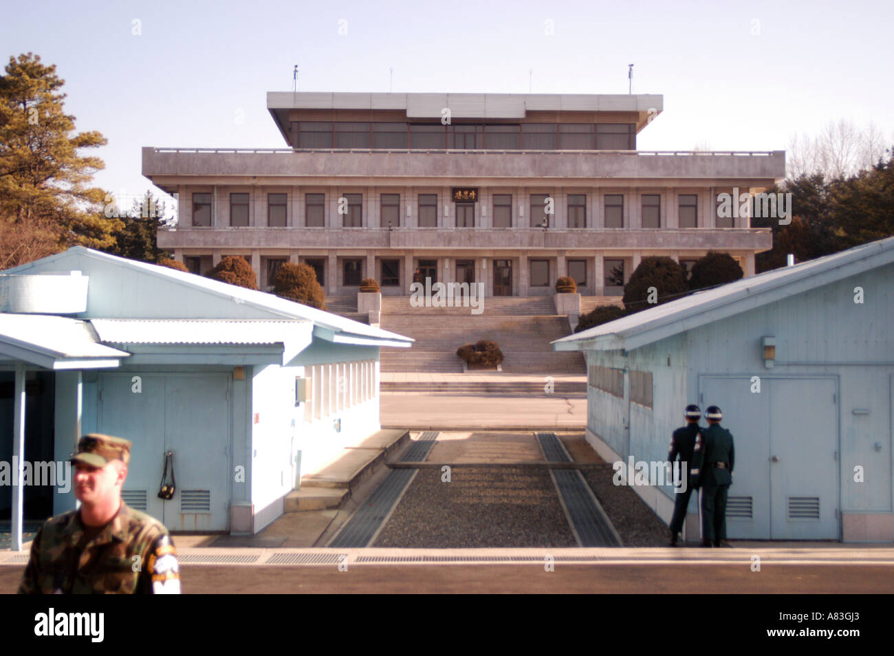 Demilitarized Zone between North and South Korea looking from south to ...