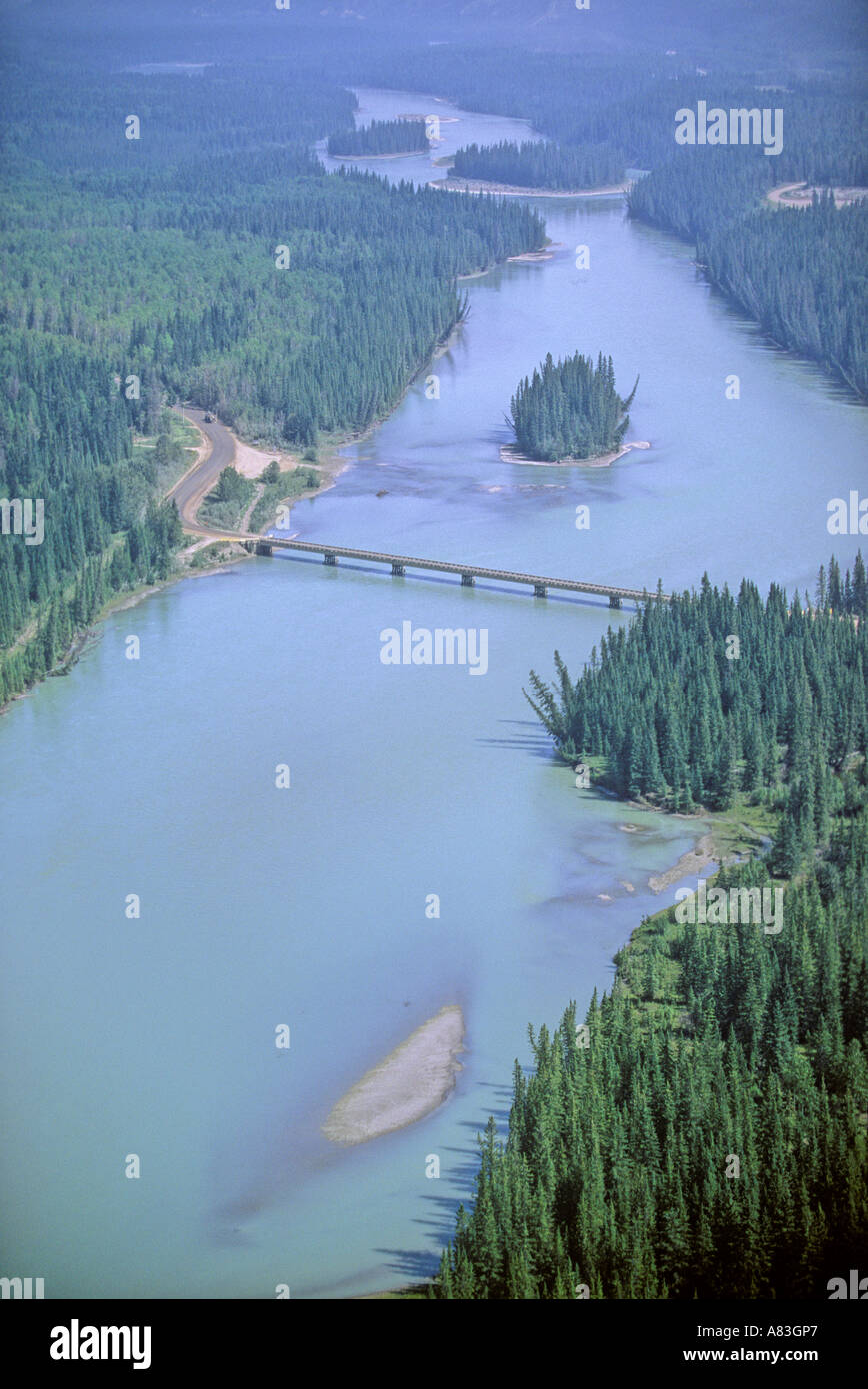 Bridge on the Athabasca river Stock Photo - Alamy