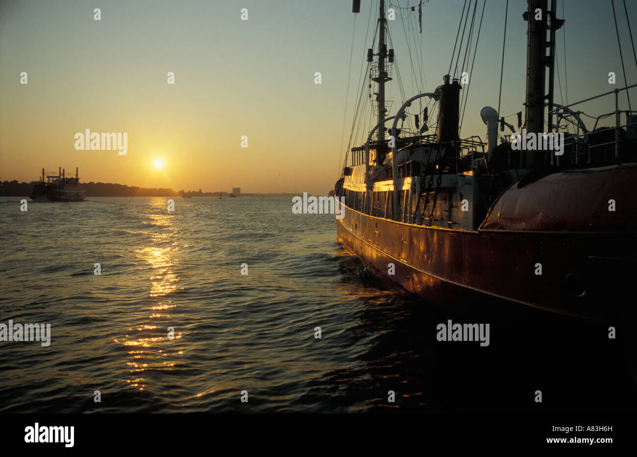 Historic lighthouse ship Elbe 3 in harbour museum of historic ships in ...