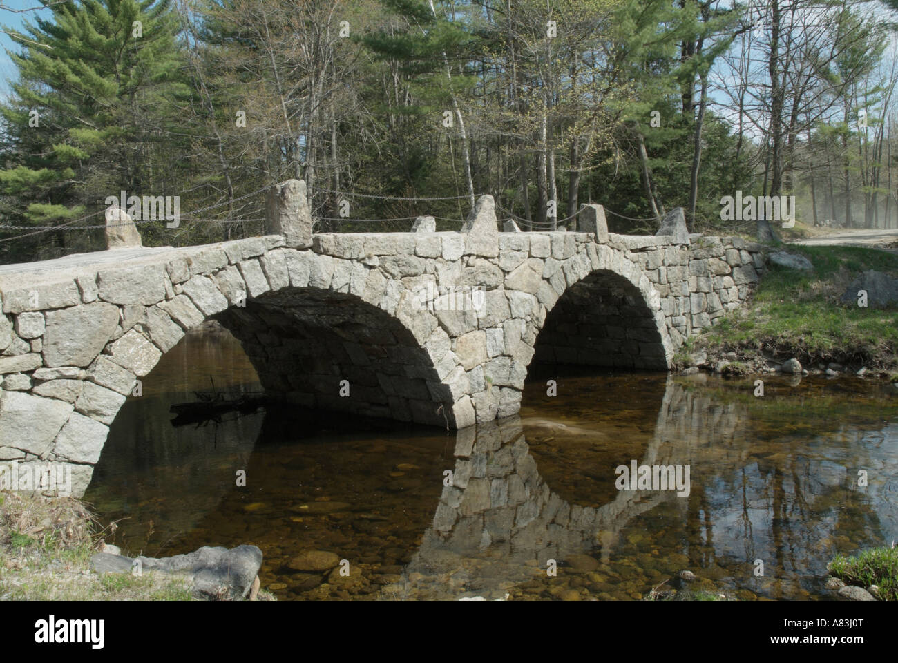 A two span stone bridge on Beard Road in Hillsborough New Hampshire USA ...