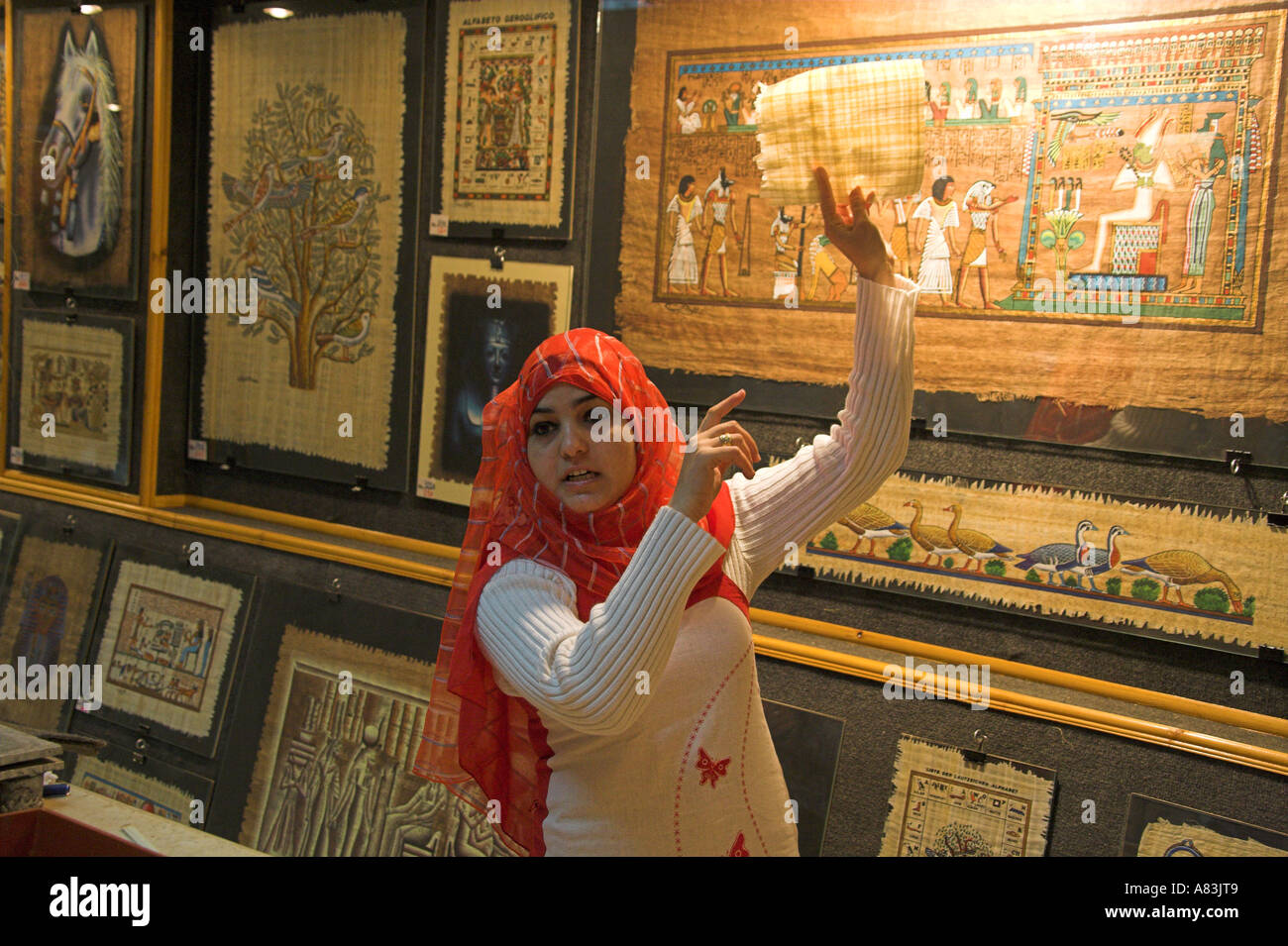 Egyptian Woman Demonstrating the Art of Paper Making at the Papyrus ...