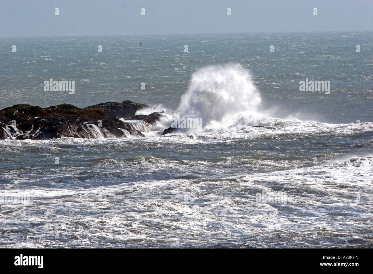 Waves crash on rocks at Crescent City on the California coast Stock ...