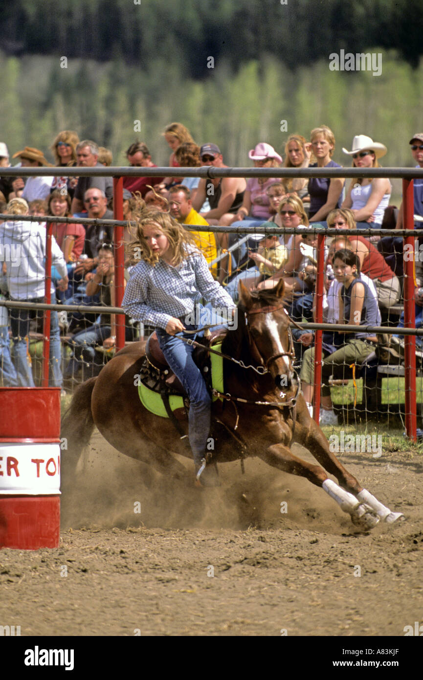 Barrel racer rounding a barrel Stock Photo - Alamy Barrel racer rounding a barrel Stock Photo - Alamy