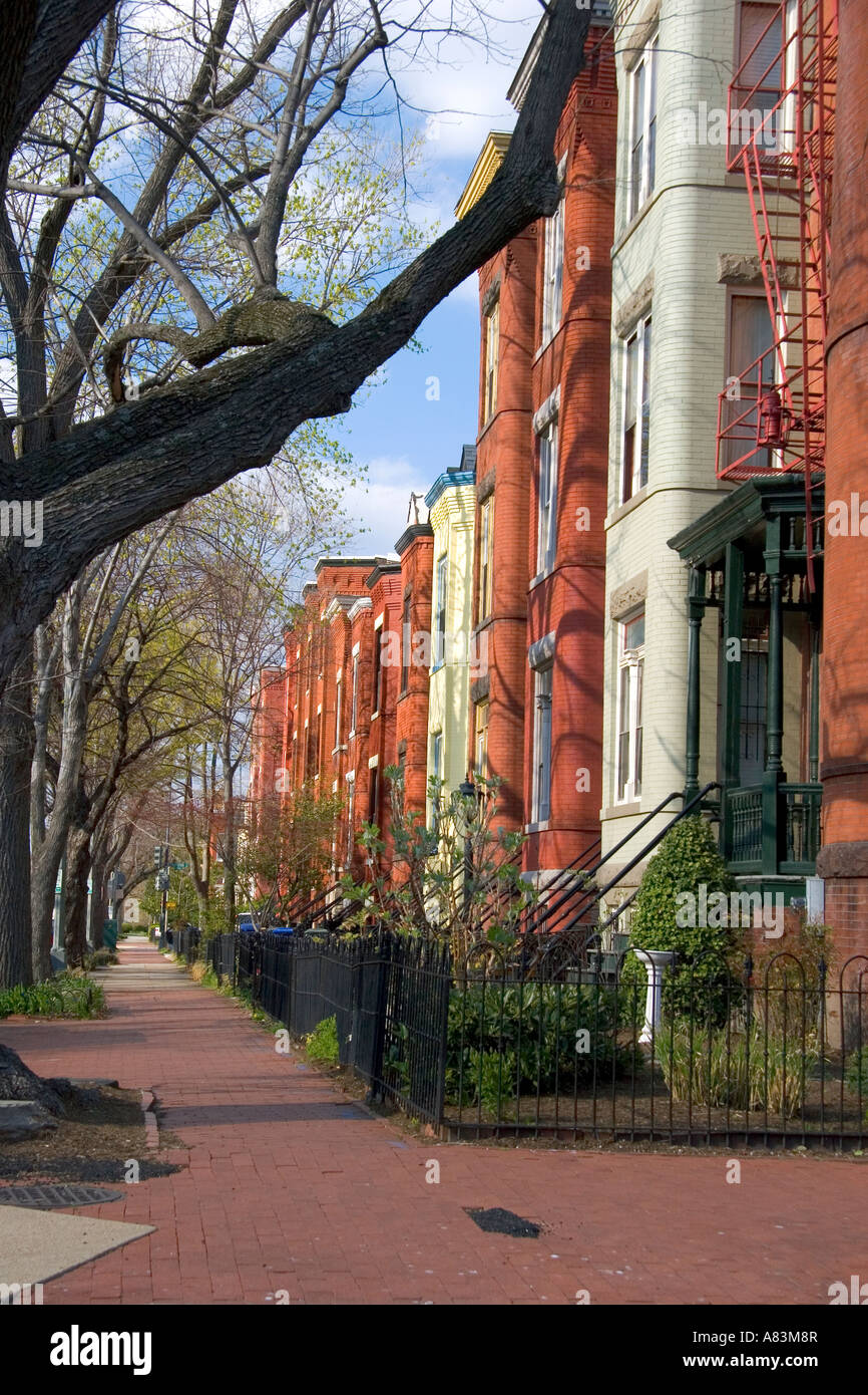 Brick row houses on Capitol Hill in Washington D C Stock Photo - Alamy
