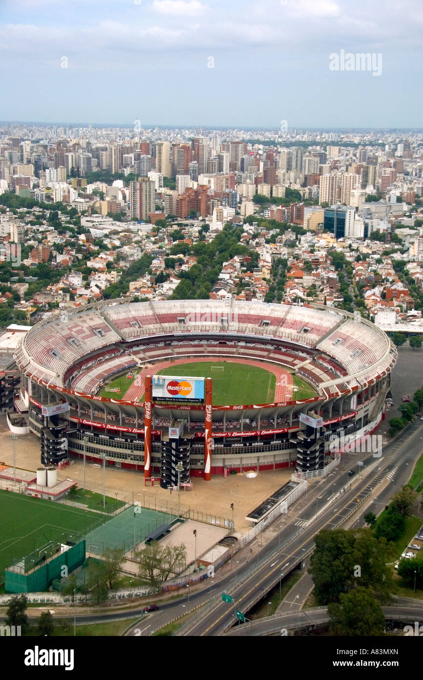 Aerial view of The River football soccer stadium the largest in Buenos ...