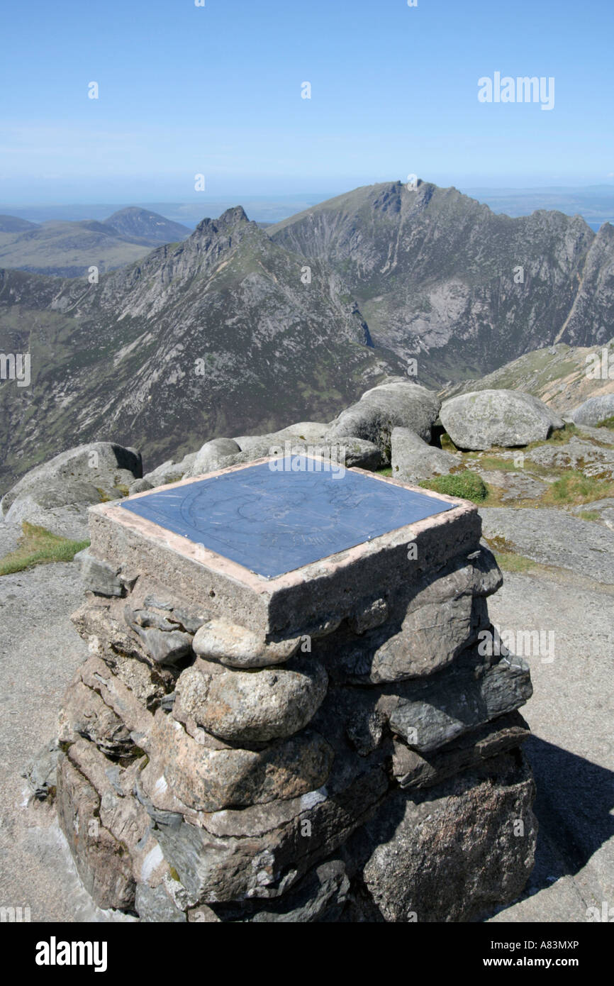 goatfell summit cairn isle of arran scotland viewpoint Stock Photo - Alamy