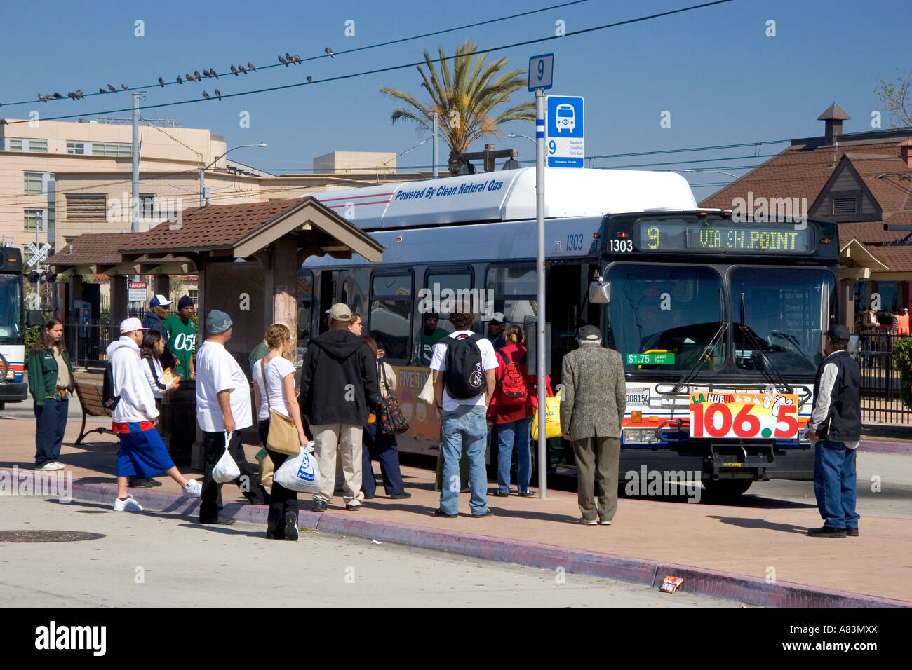 Public transportation bus stop at Old Town in San Diego California ...
