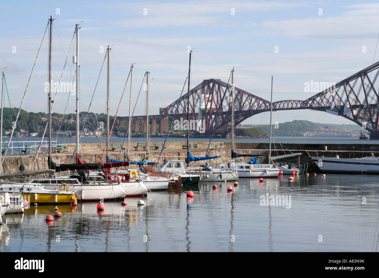 queensferry marina view to forth railway bridge scotland uk gb Stock ...