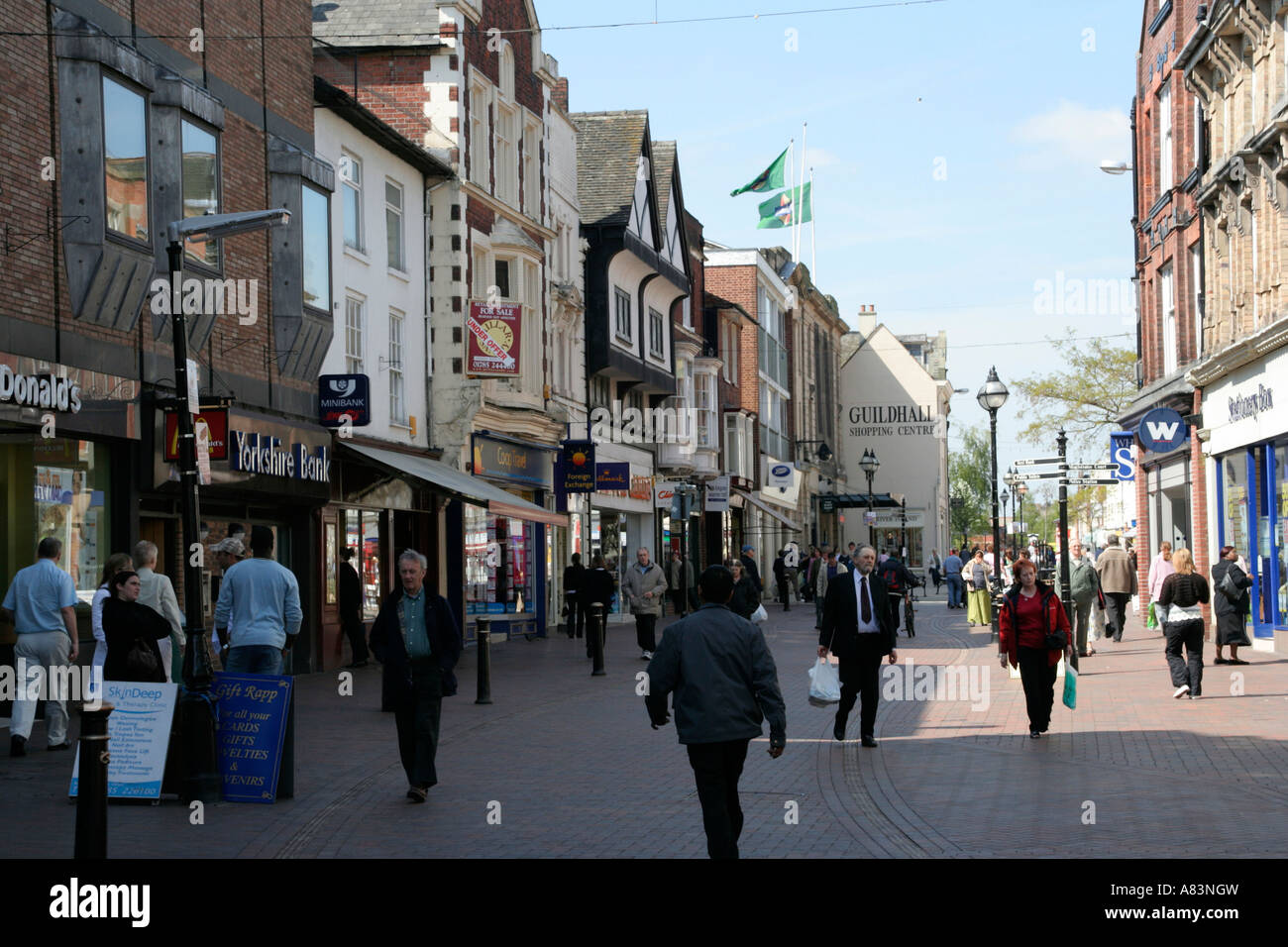 stafford town high street shoppers england uk gb Stock Photo - Alamy