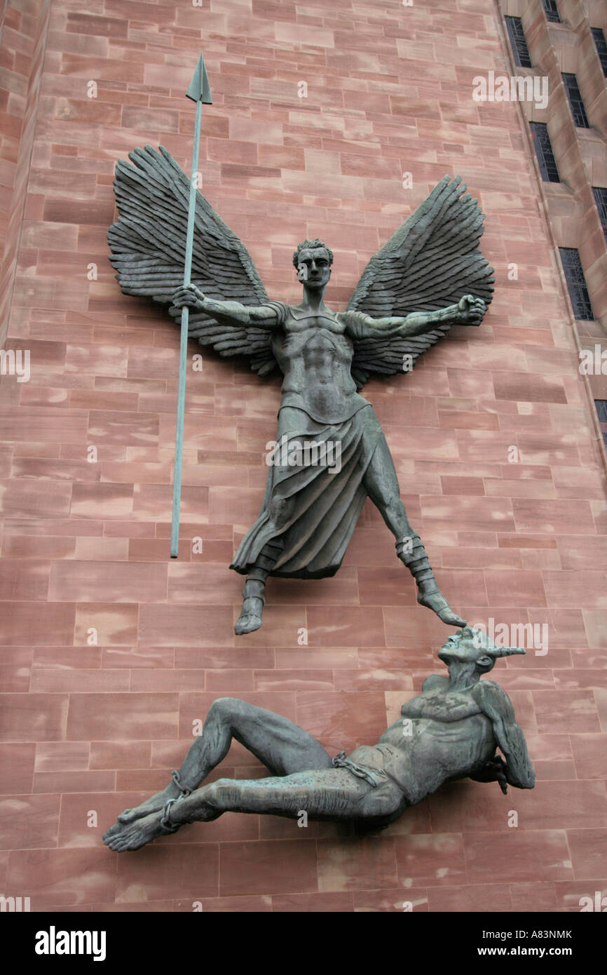St Michael's Victory over the Devil sculpture by Sir Jacob Epstein new ...