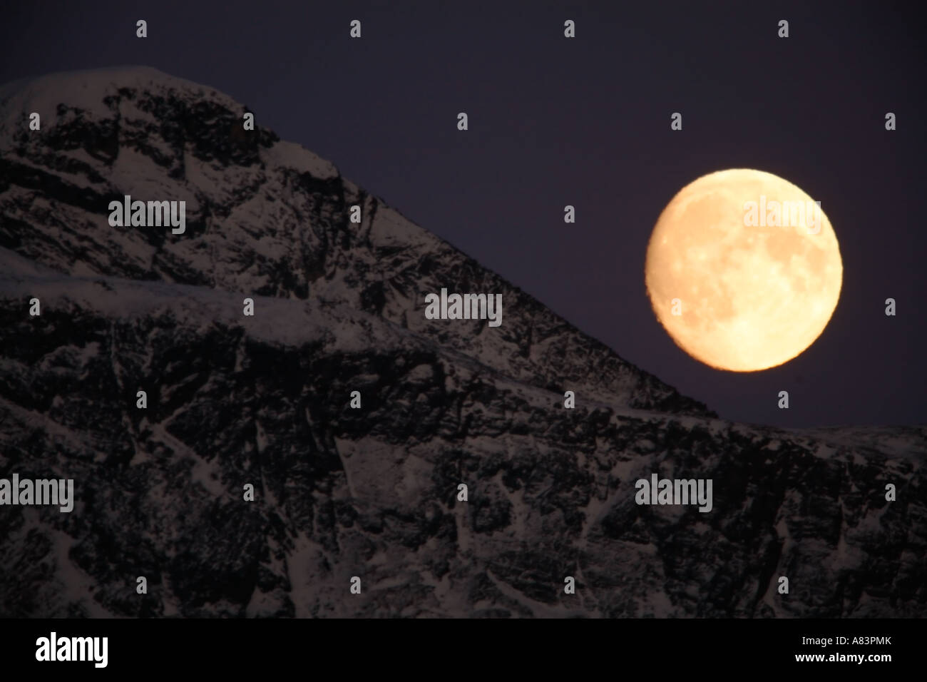 Full moon rising over Mt Alice Chugach National Forest Seward Alaska ...