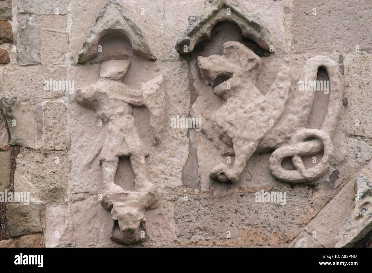 Kirkham Priory carving Stock Photo - Alamy