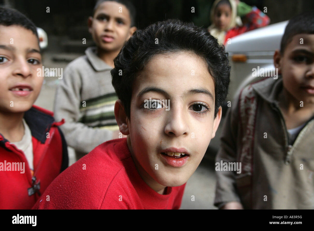 Boys in Cairo street, close up portrait, Cairo, Egypt, Middle East ...