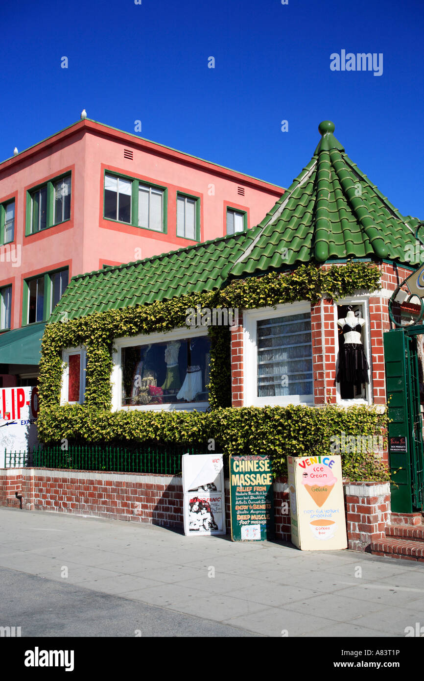 boardwalk with buildings at venice beach, california, usa Stock Photo ...