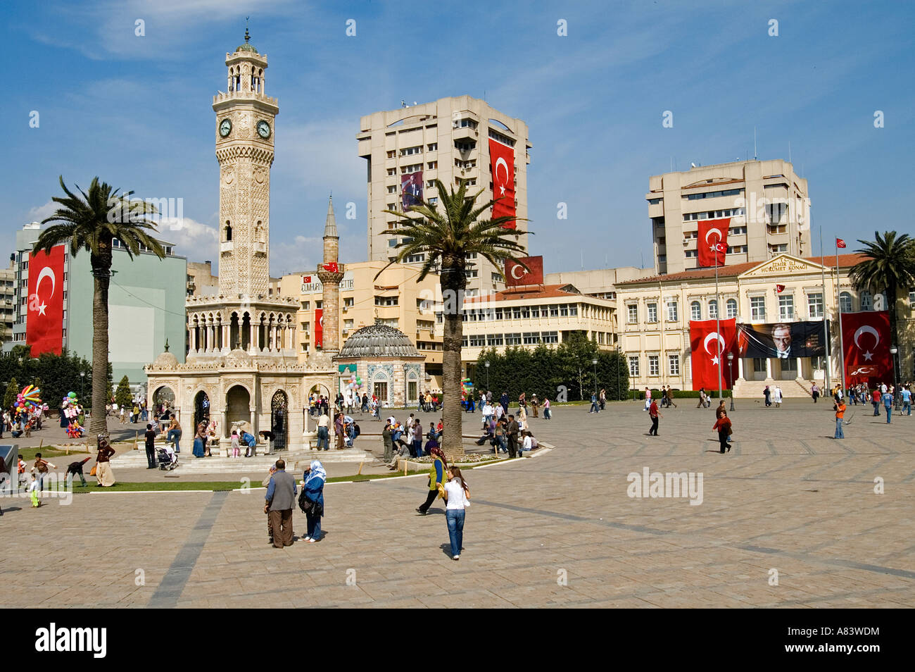 Clock Tower, Konak Square Izmir Turkey Stock Photo - Alamy