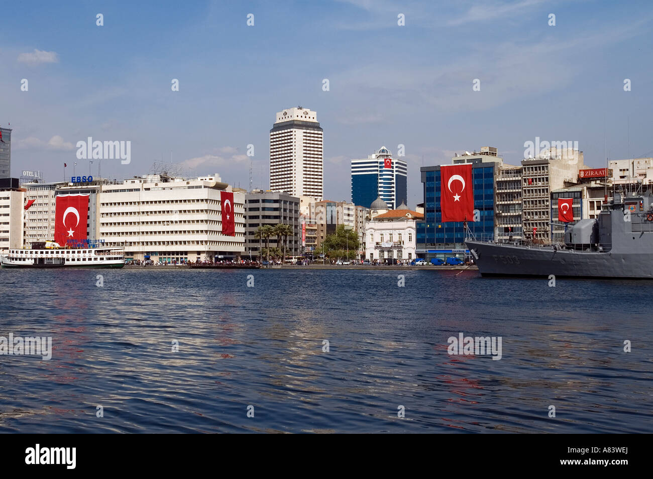 Waterfront city scene of Konak pier area, Izmir Turkey Stock Photo - Alamy