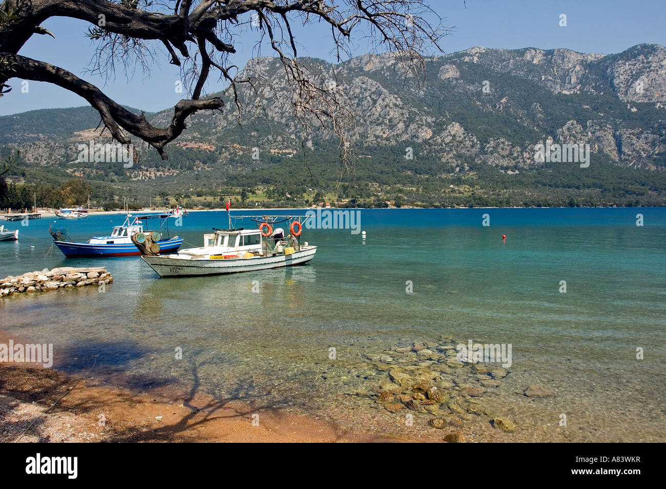 Fishing boats in Akbuk, Gokova Bay Turkey Stock Photo - Alamy