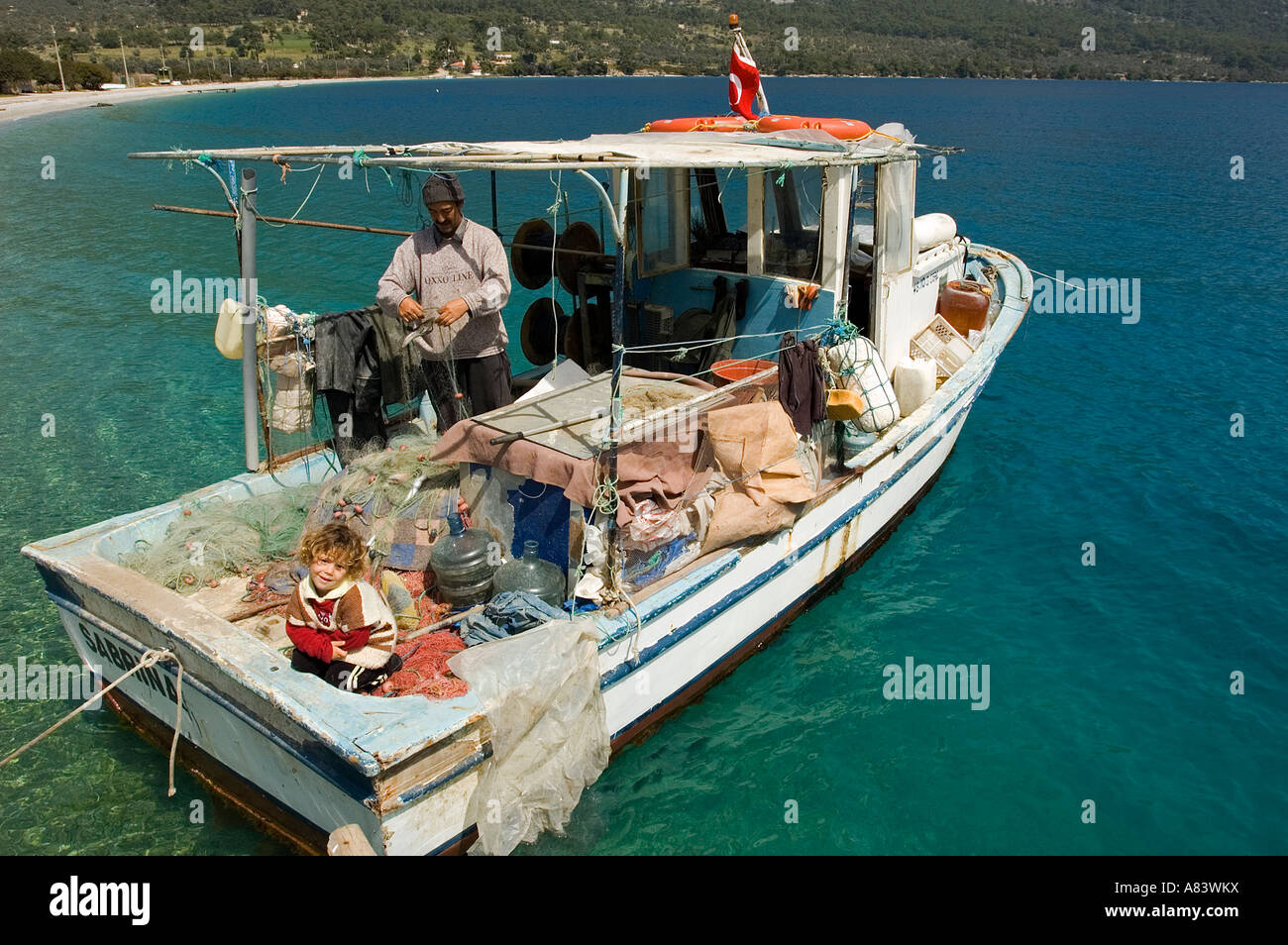 Fishing boat in Akbuk, Gokova Bay Turkey Stock Photo - Alamy