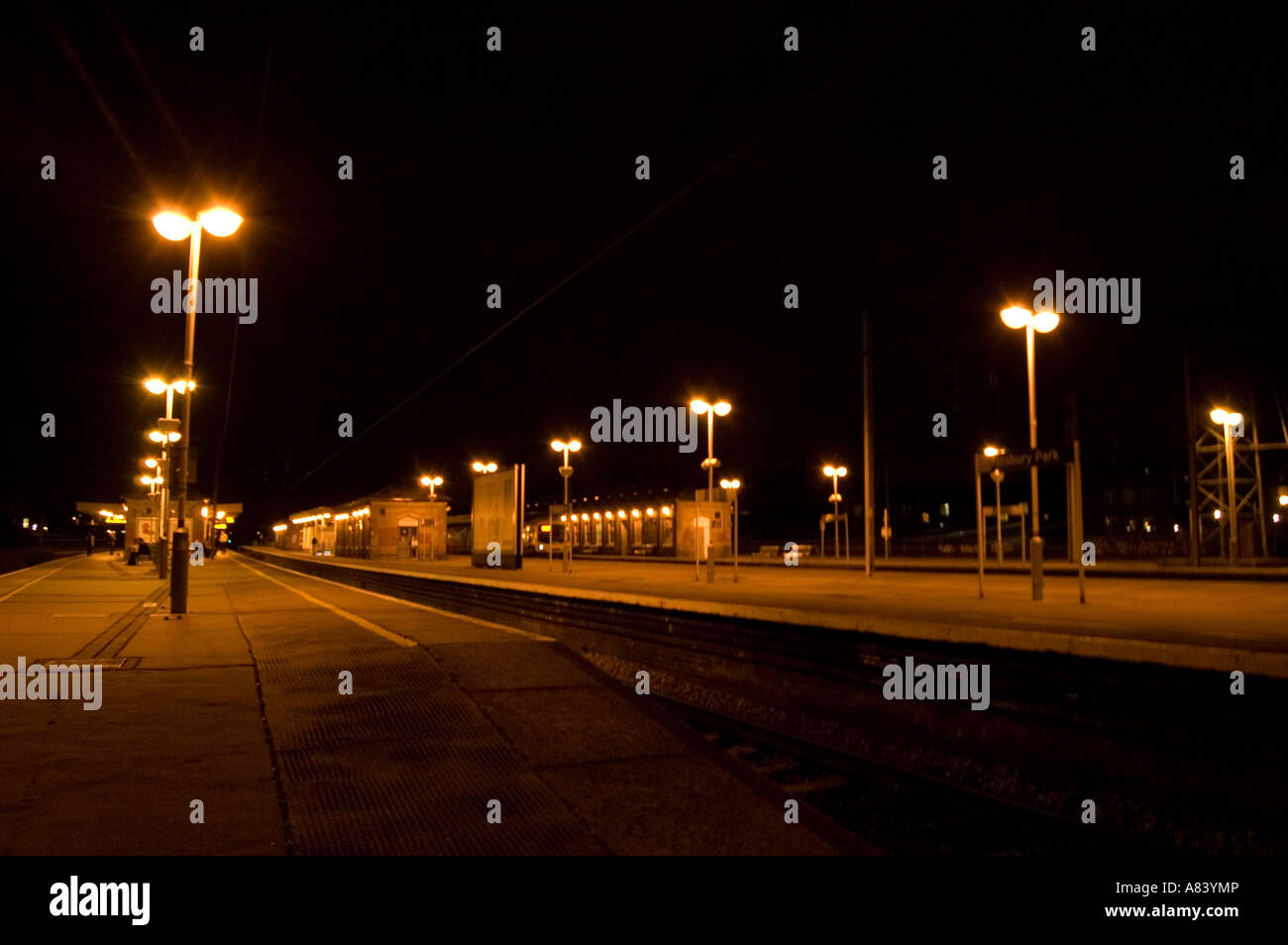 Train station at night London England Stock Photo - Alamy