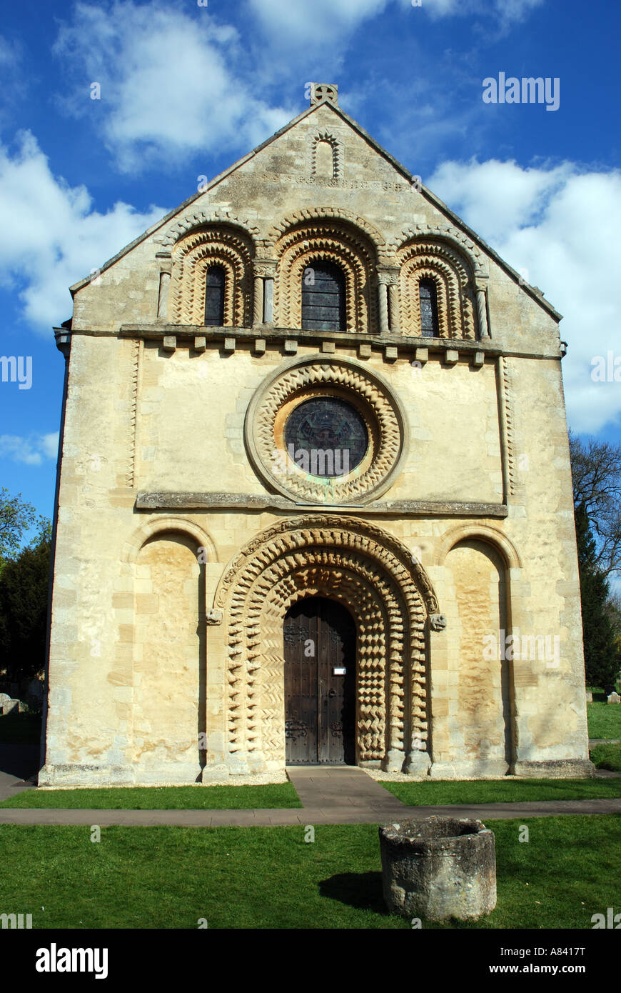 The west front of St. Mary`s Church, Iffley, Oxford, Oxfordshire ...