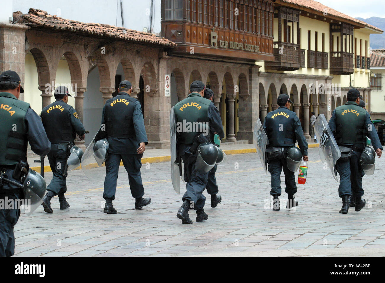 Armed Police in Cusco Peru Stock Photo - Alamy