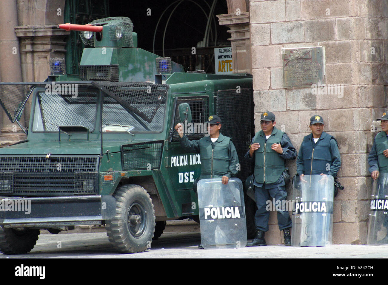 Armed Police in Cusco Peru Stock Photo - Alamy
