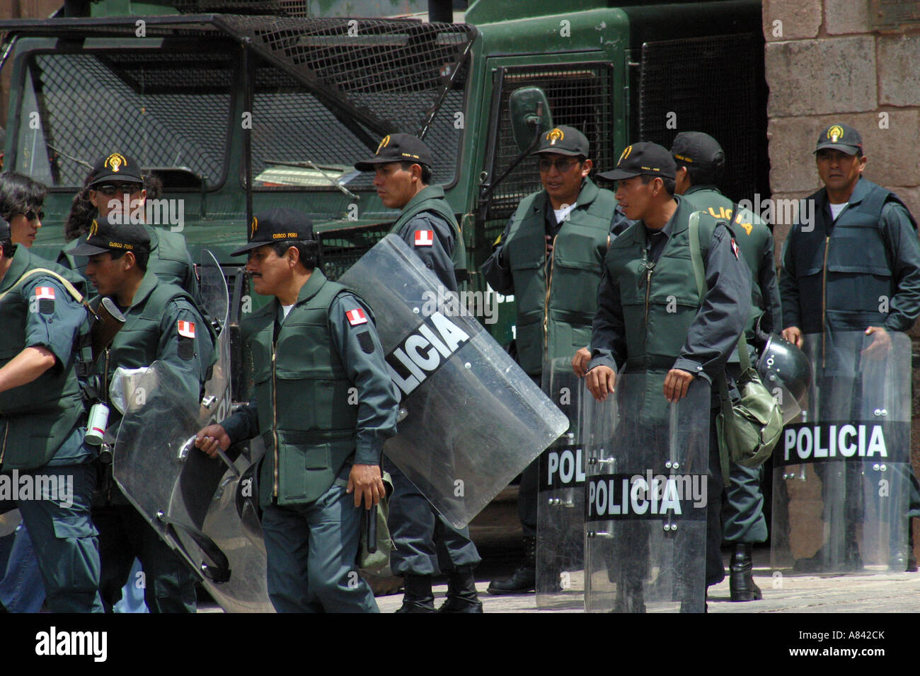 Armed Police in Cusco Peru Stock Photo - Alamy