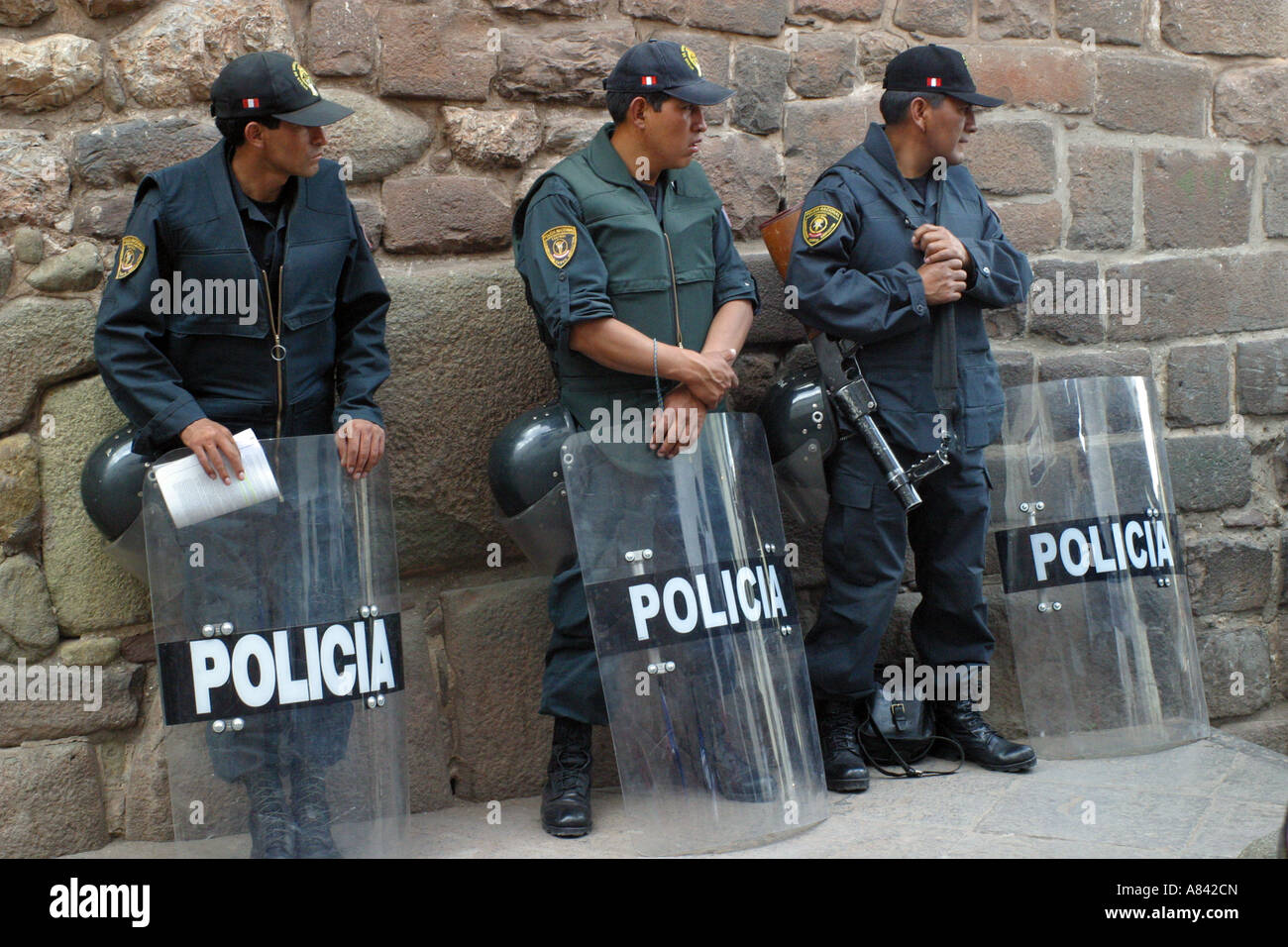 Armed Police in Cusco Peru Stock Photo - Alamy