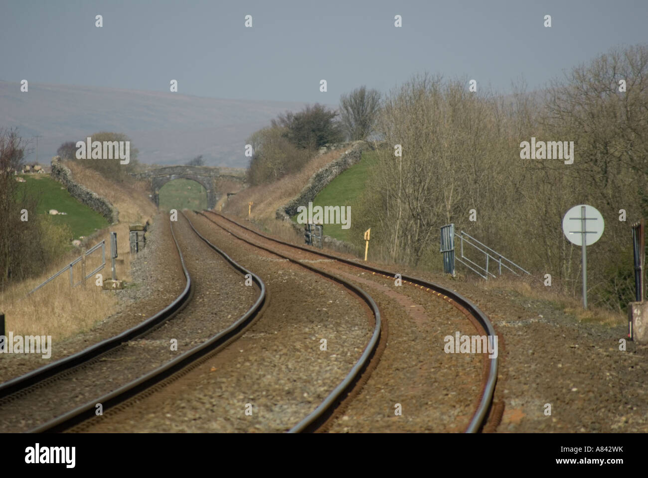 Empty rail track stretching into the distance on the Settle to Carlisle ...