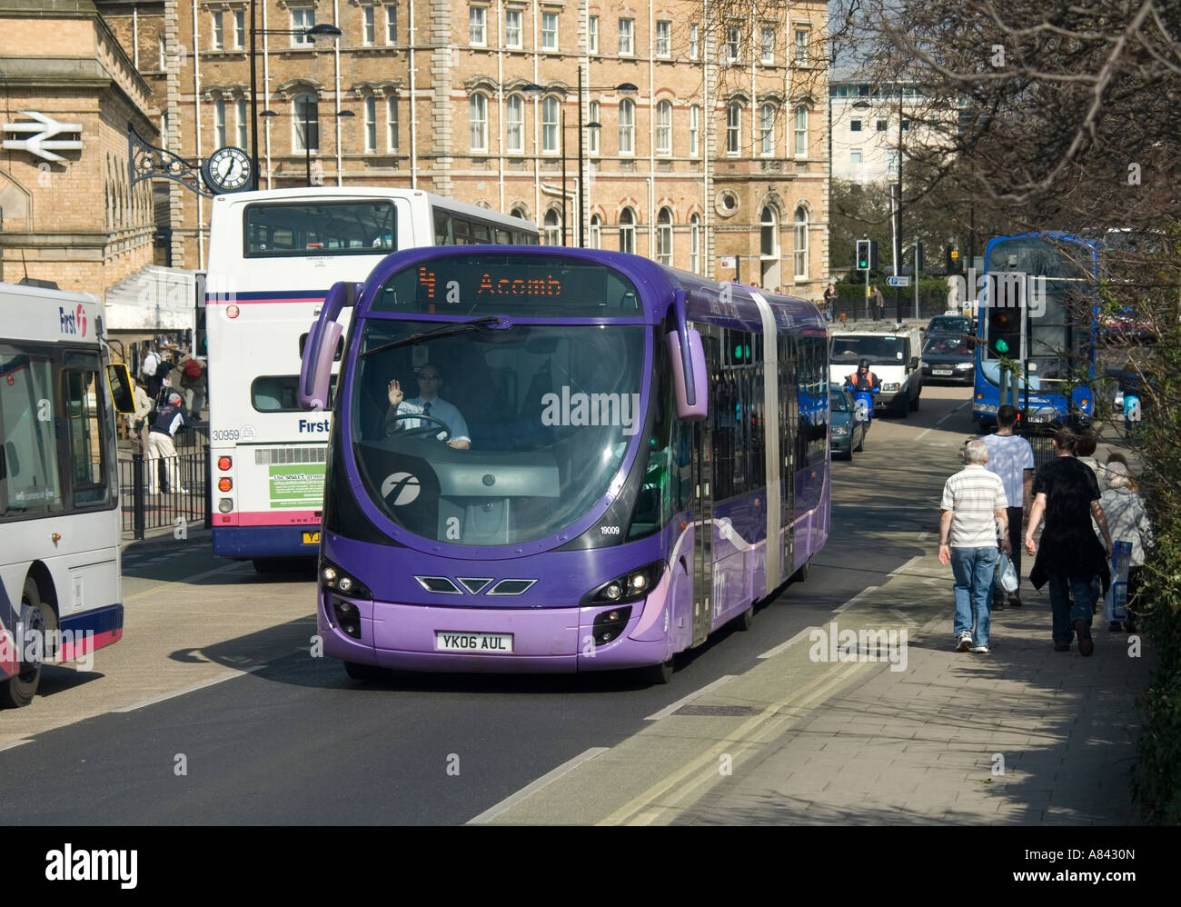 First Groups ftr bendy bus service in York England UK Stock Photo - Alamy