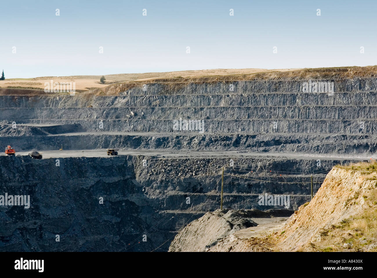 Terraces berms and batters at Frasers Pit open cast gold mine in Otago ...