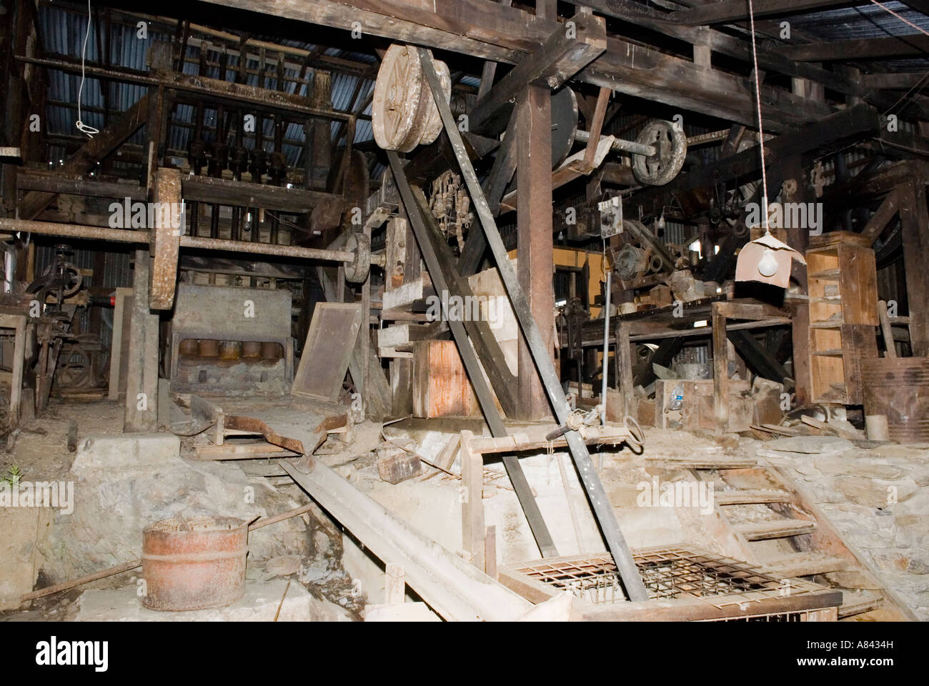 Historic gold extraction stamper battery at Golden Point Historic ...