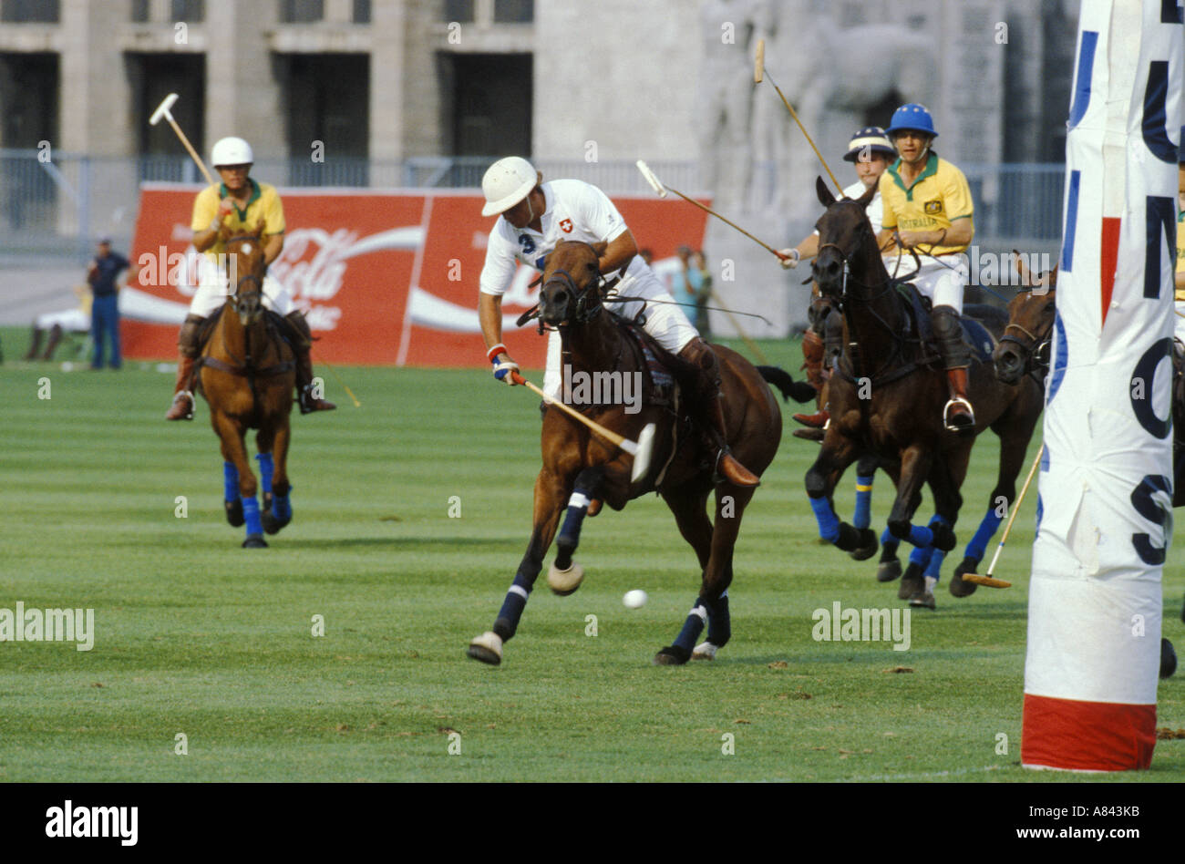 Berlin Germany Polo tournament on the Maifeld a rider shooting toward ...