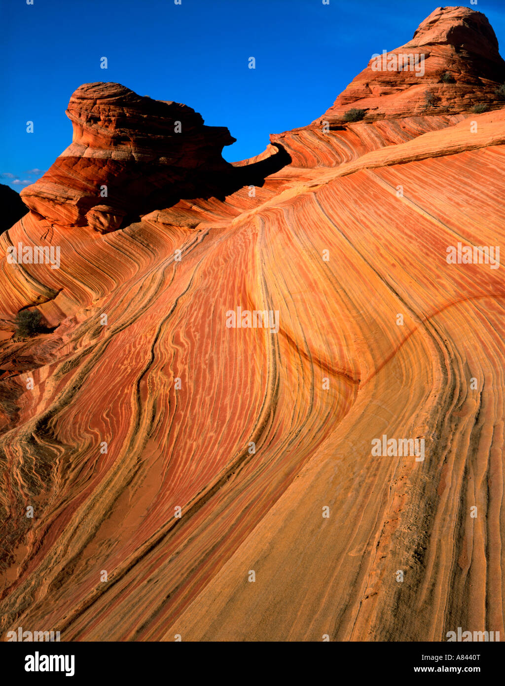 Parallel lines in one of the erosional rock formations at Coyote Buttes ...