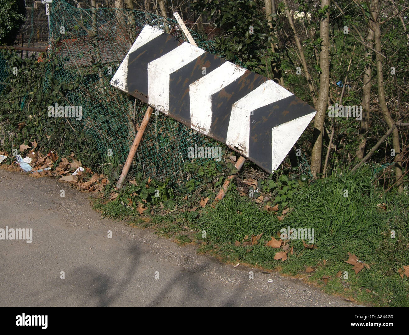 Knocked down road sign hi-res stock photography and images - Alamy