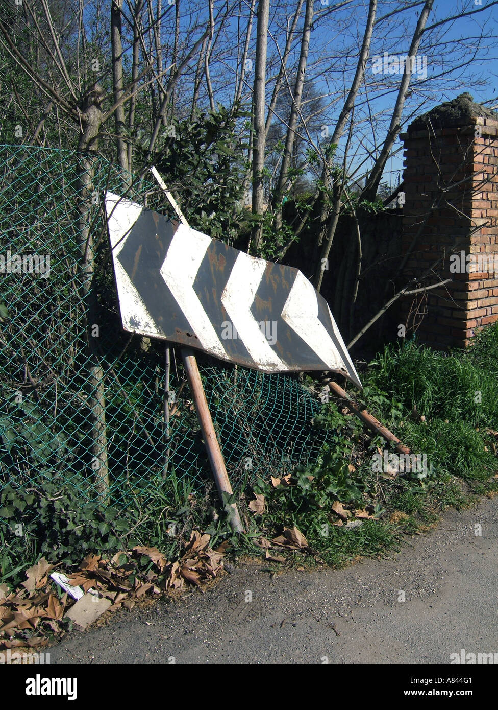 Knocked down road sign hi-res stock photography and images - Alamy