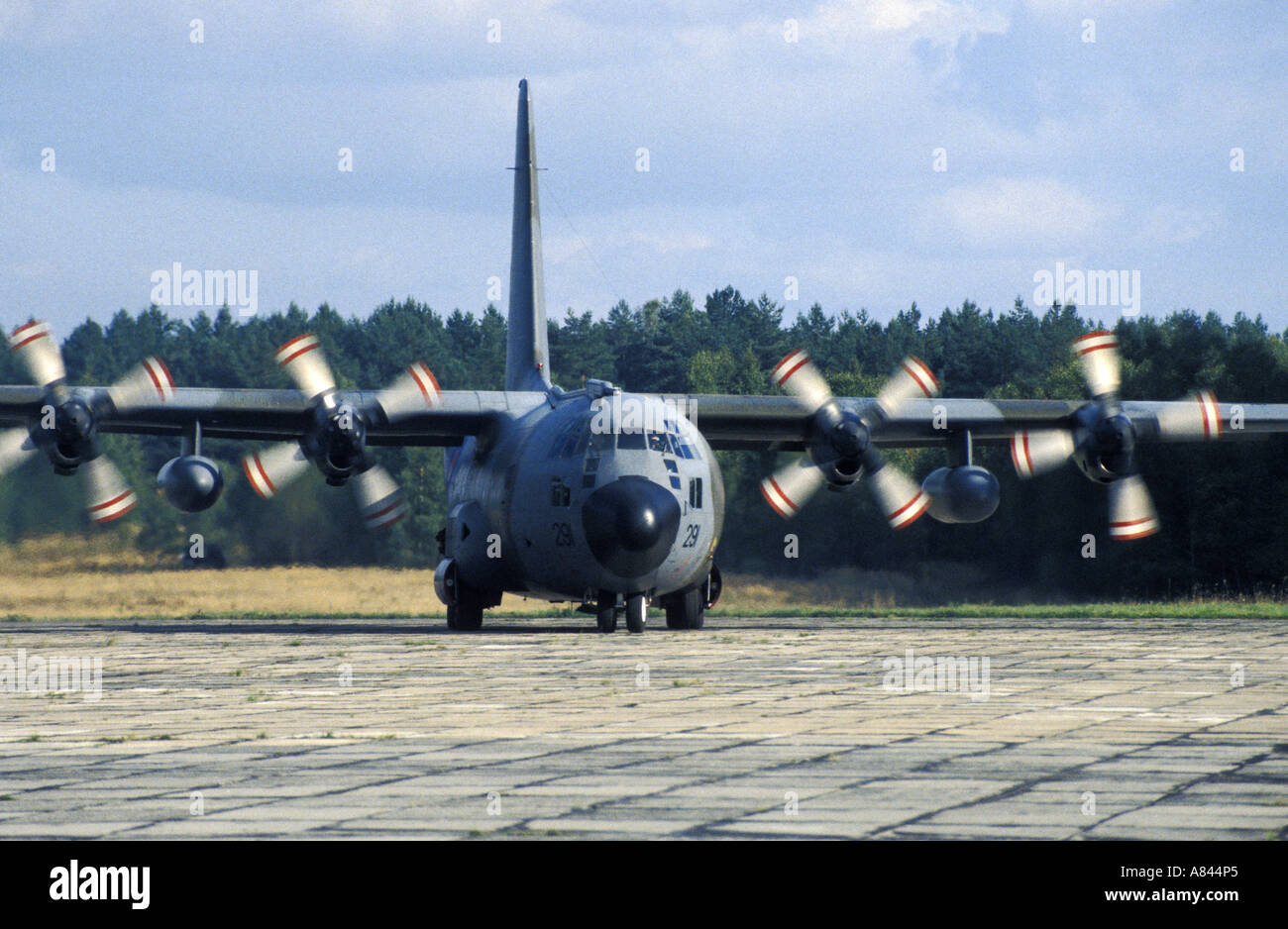 An RAF Hercules on the runway of the military airfield at the Drawsko ...