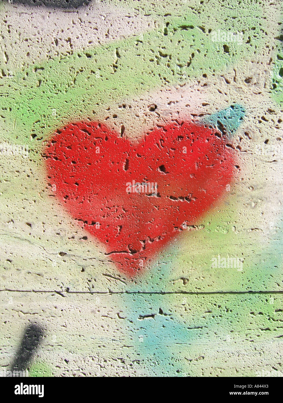 red heart painted on wall Stock Photo - Alamy