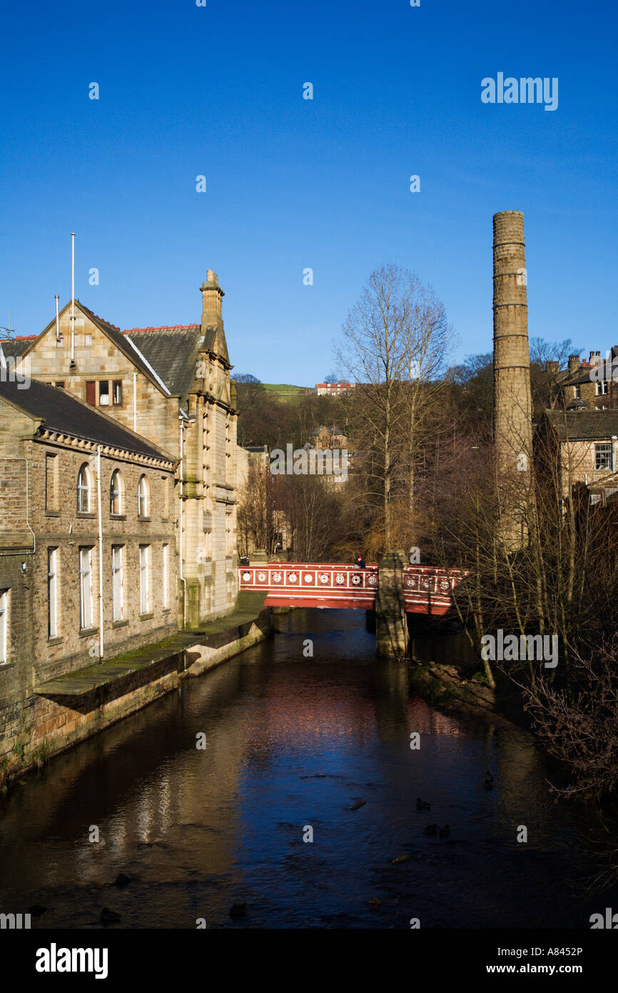 St Georges Bridge and Hebden Water Hebden Bridge West Yorkshire England ...