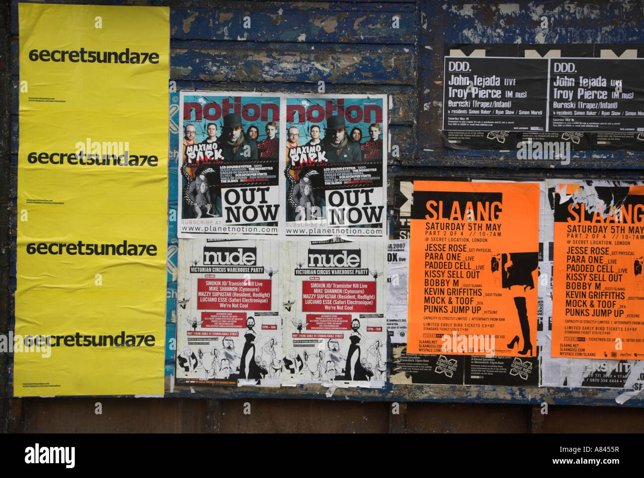 Posters for music events London 2007, England Stock Photo - Alamy