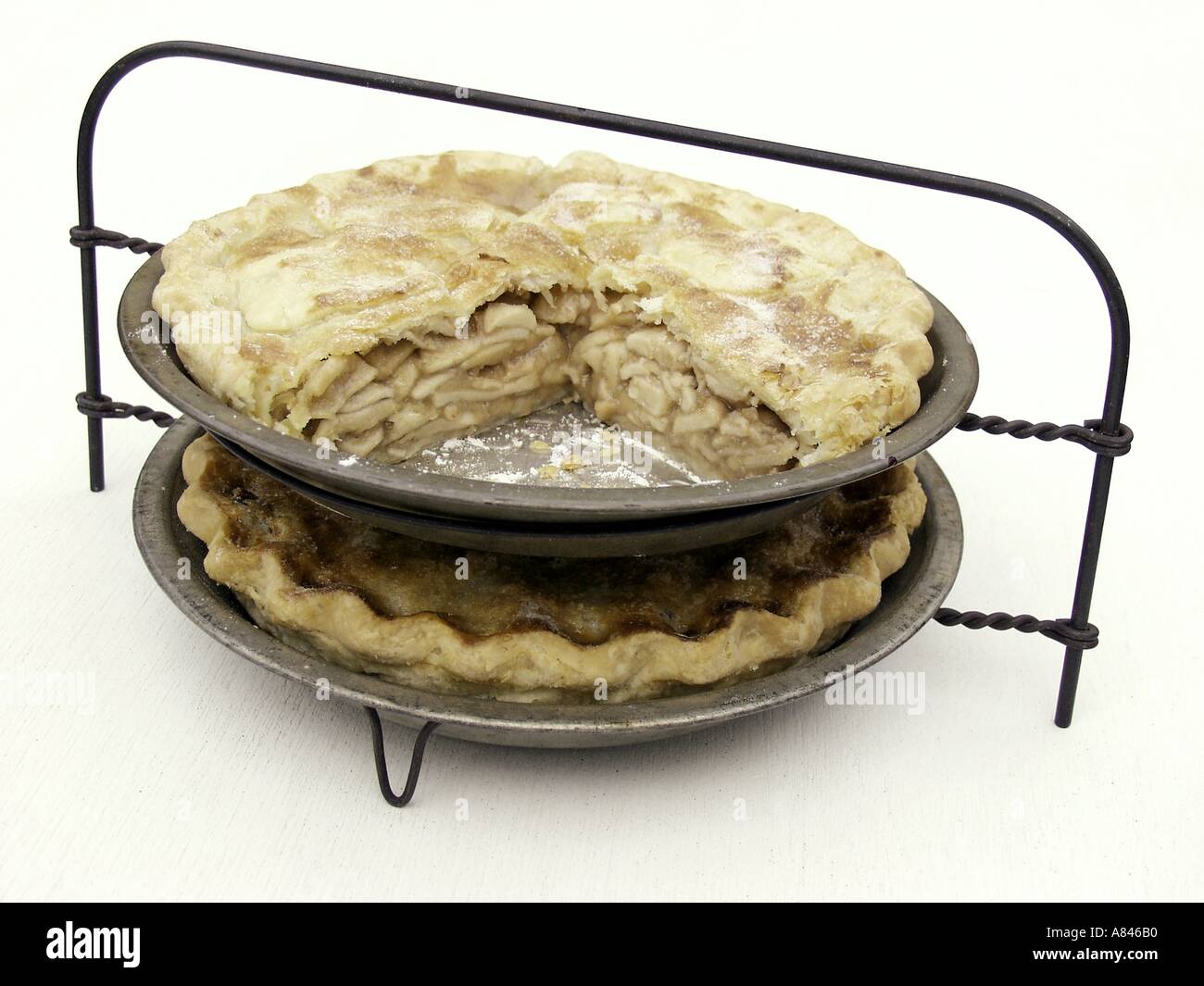 Two Apple Pies on Rack Stock Photo - Alamy