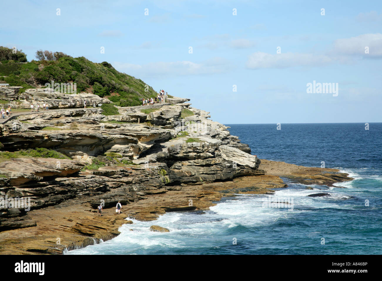 View of cliffs on Bondi to Coogee footpath, Sydney, Australia Stock ...
