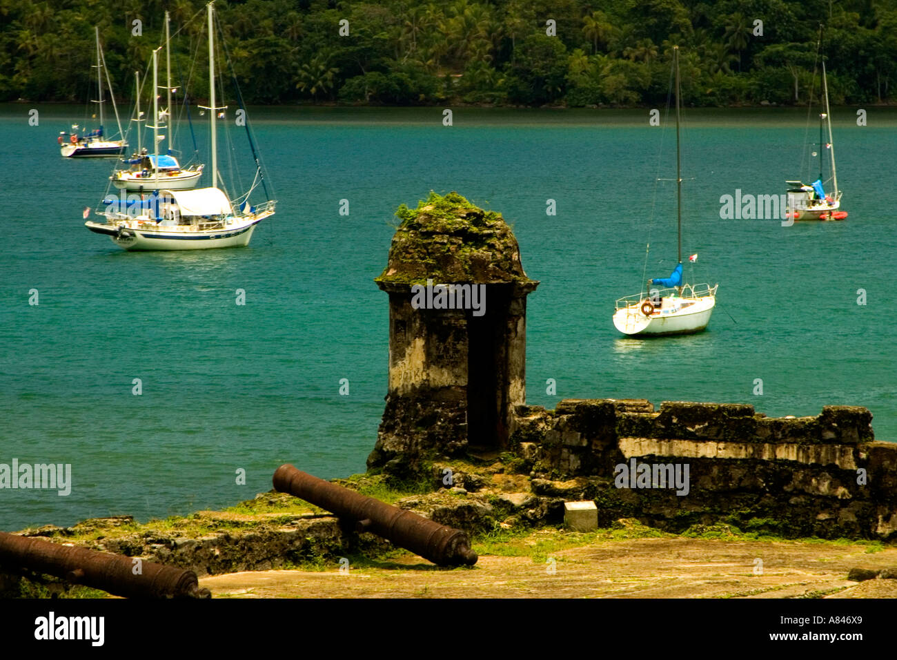 Sailboats at Porto Bello, Panama Stock Photo - Alamy