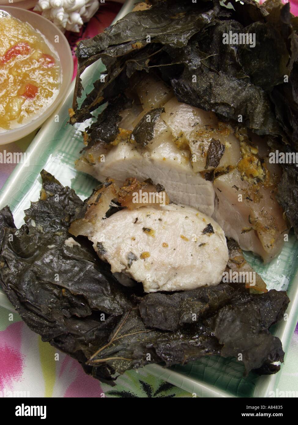 Hawaiian Pork with Vine Leaves Stock Photo - Alamy